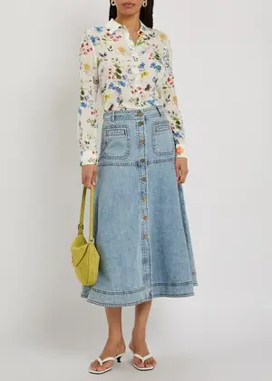 Alice + Olivia Willa Floral Print Silk Shirt