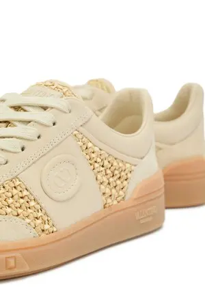 Valentino Garavani Panelled Raffia Sneakers - Beige