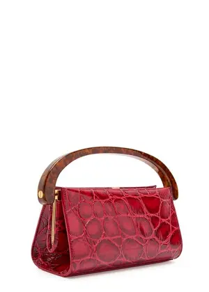 Dries Van Noten Crocodile-effect Leather Top Handle Bag