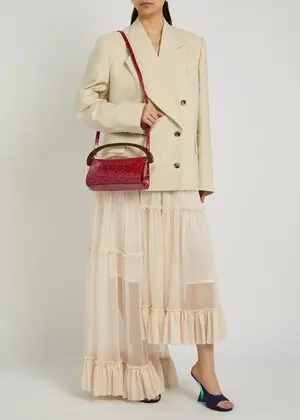 Dries Van Noten Crocodile-effect Leather Top Handle Bag