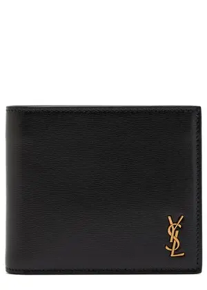 Saint Laurent Logo Leather Wallet - Black