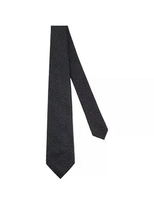 Kiton Geometric-pattern Neck Tie - Black