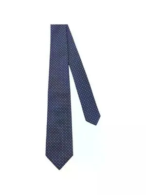 Kiton Geometric-pattern Neck Tie - Blue