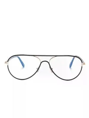 TOM FORD Logo-engraved Pilot-frame Glasses - Black
