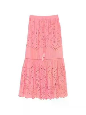 ERMANNO FIRENZE Embroidery Midi Skirt - Pink