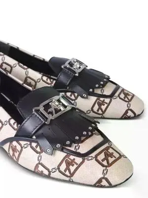 Alberta Ferretti Logo-pattern Round-toe Pumps