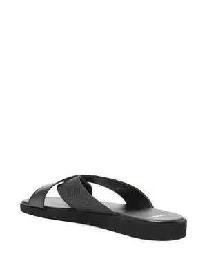 BOSS Faux-leather Slides With Crisscross Straps
