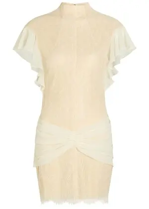 DE LA VALI Noor Ruffled Lace Mini Dress