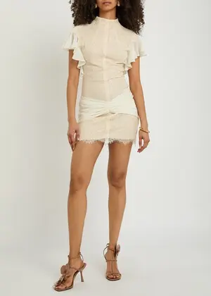 DE LA VALI Noor Ruffled Lace Mini Dress