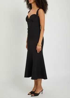 Roland Mouret Belted Crepe Midi Dress