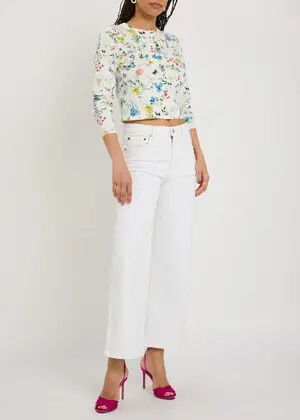 Alice + Olivia Floral-print Stretch-cotton Cardigan - Multicoloured