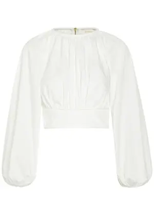 Zimmermann Billow Gathered Cotton-poplin Cropped Top - Ivory