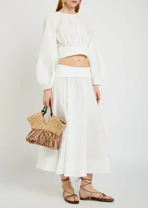 Zimmermann Billow Gathered Cotton-poplin Cropped Top - Ivory