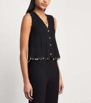 Maje Charm-embellished Sleeveless Cardigan
