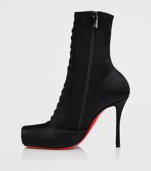 CHRISTIAN LOUBOUTIN Pavlova 100 Leather-satin Boots - Black