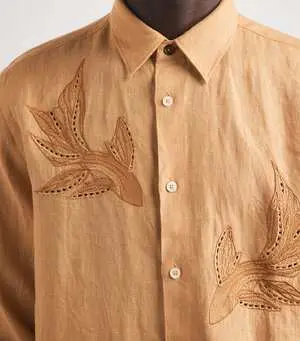 Paul Smith Fish-embroidered Linen Shirt