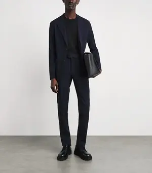 Emporio Armani Virgin Wool-blend Blazer - Blue