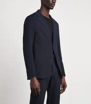 Emporio Armani Virgin Wool-blend Blazer - Blue