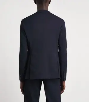 Emporio Armani Virgin Wool-blend Blazer - Blue
