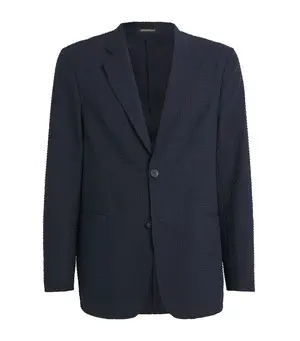 Emporio Armani Seersucker Single-breasted Blazer - Blue