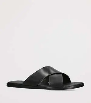 Magnanni Leather Cross Sandals - Black