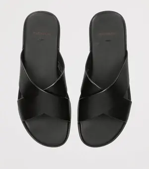 Magnanni Leather Cross Sandals - Black