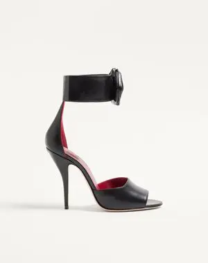 Valentino Garavani Drip Rose Kidskin Sandal With Crystals 105mm - Black