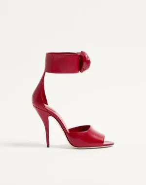 Valentino Garavani Drip Rose Kidskin Sandals With Crystals Red