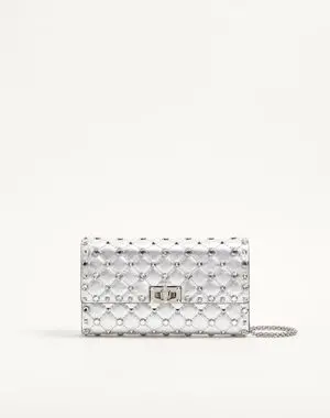 Valentino Garavani Rockstud Spike Shoulder Bag With Cabochon Stones - Silver/crystal