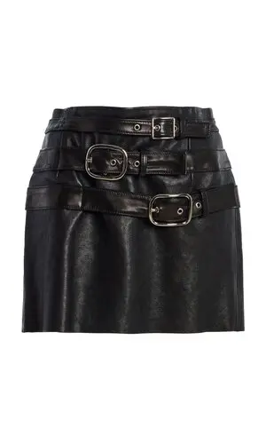 KATE HUNDLEY Belted Mini Leather Skirt