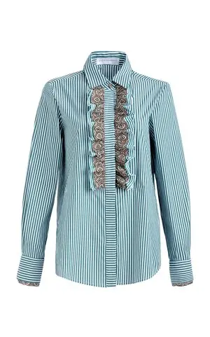 Silvia Tcherassi Linnea Striped Cotton-blend Shirt - Blue