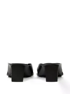 MAISON MARGIELA Leather Sculpted Sole Block Heel Flip-flop Mules - Black