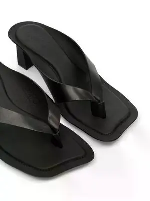 MAISON MARGIELA Leather Sculpted Sole Block Heel Flip-flop Mules - Black
