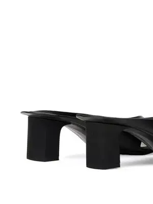 MAISON MARGIELA Leather Sculpted Sole Block Heel Flip-flop Mules - Black
