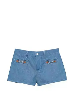 Gucci Horsebit-detail Cotton Denim Shorts - Blue