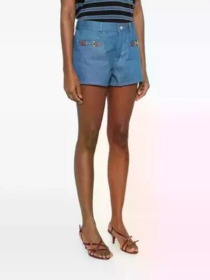 Gucci Horsebit-detail Cotton Denim Shorts - Blue