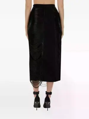 Alexander McQueen Fringed-detail Midi Skirt