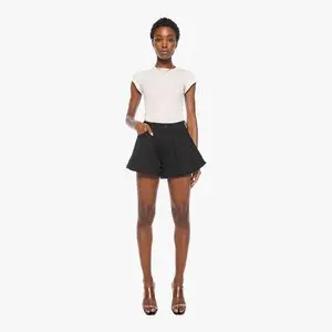 MOTHER The Flutter Fray Denim Shorts - Black
