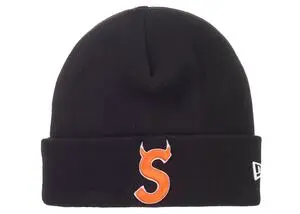 Supreme New Era Devil S Logo Beanie - Black