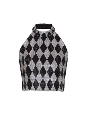 Balmain Rhinestone Halterneck Top