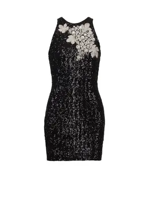 Balmain Sequin Embroidered Halterneck Dress
