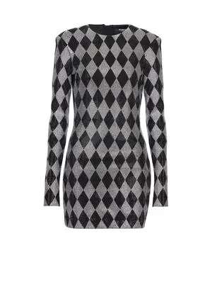 Balmain Short Rhinestone Dress - Black