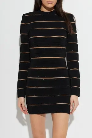 Balmain Sequined Mini Dress - Black