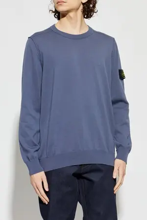 Stone Island Crew Neck Cotton Sweater - Blue