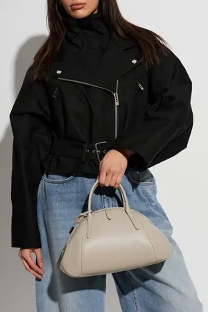 Alaïa Leather Handbag With Logo - Grey