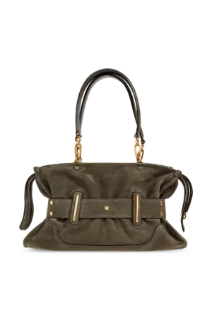 Balmain Suede Shoulder Bag - Green