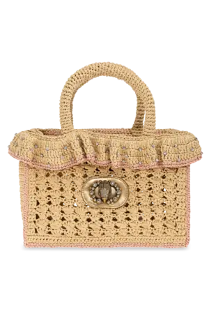 Kurt Geiger Chelsea Ruffle Raffia Top Handle Bag - Beige
