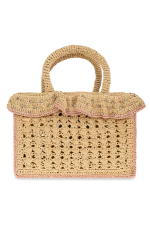 Kurt Geiger Chelsea Ruffle Raffia Top Handle Bag