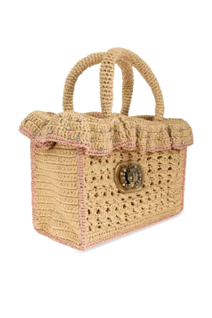 Kurt Geiger Chelsea Ruffle Raffia Top Handle Bag