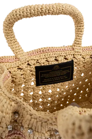 Kurt Geiger Chelsea Ruffle Raffia Top Handle Bag